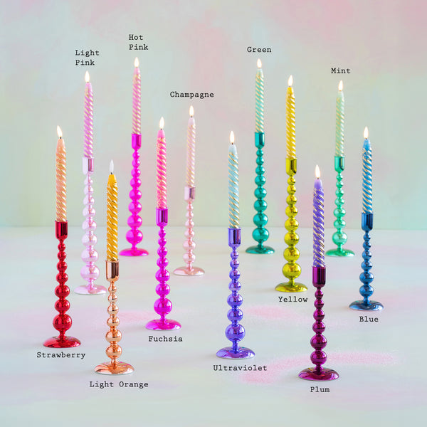 Rainbow Reflective Finial Taper Candle Holder - Glitterville Studios