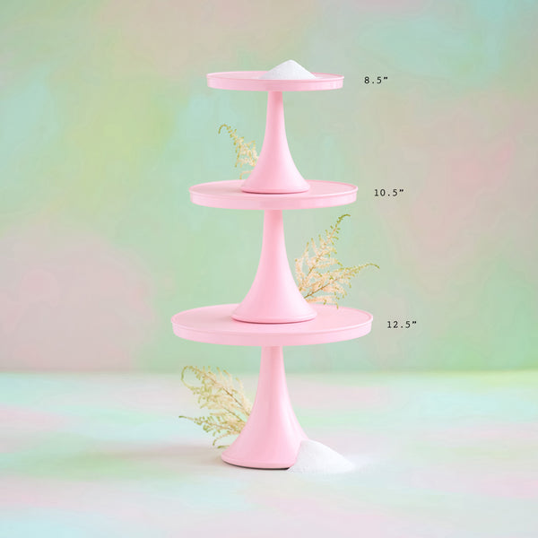 Pink Cake Plates, Set of 3 - Glitterville Studios, LLC