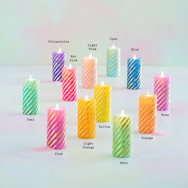Rainbow Pillar Flicker Candle - Glitterville Studios
