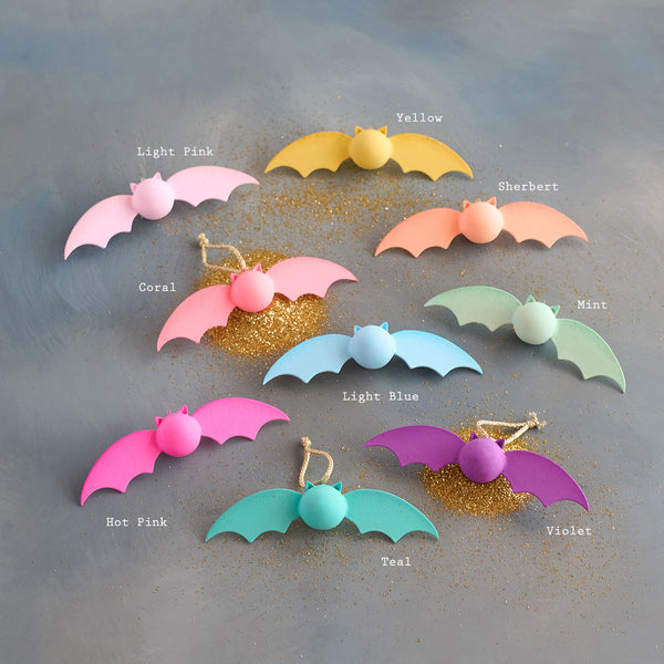 Rainbow Bat Ornament Set - Glitterville Studios