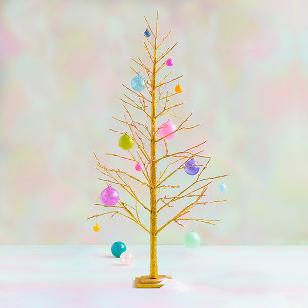 Large Gold Tree with Pink Lights - Glitterville Studios